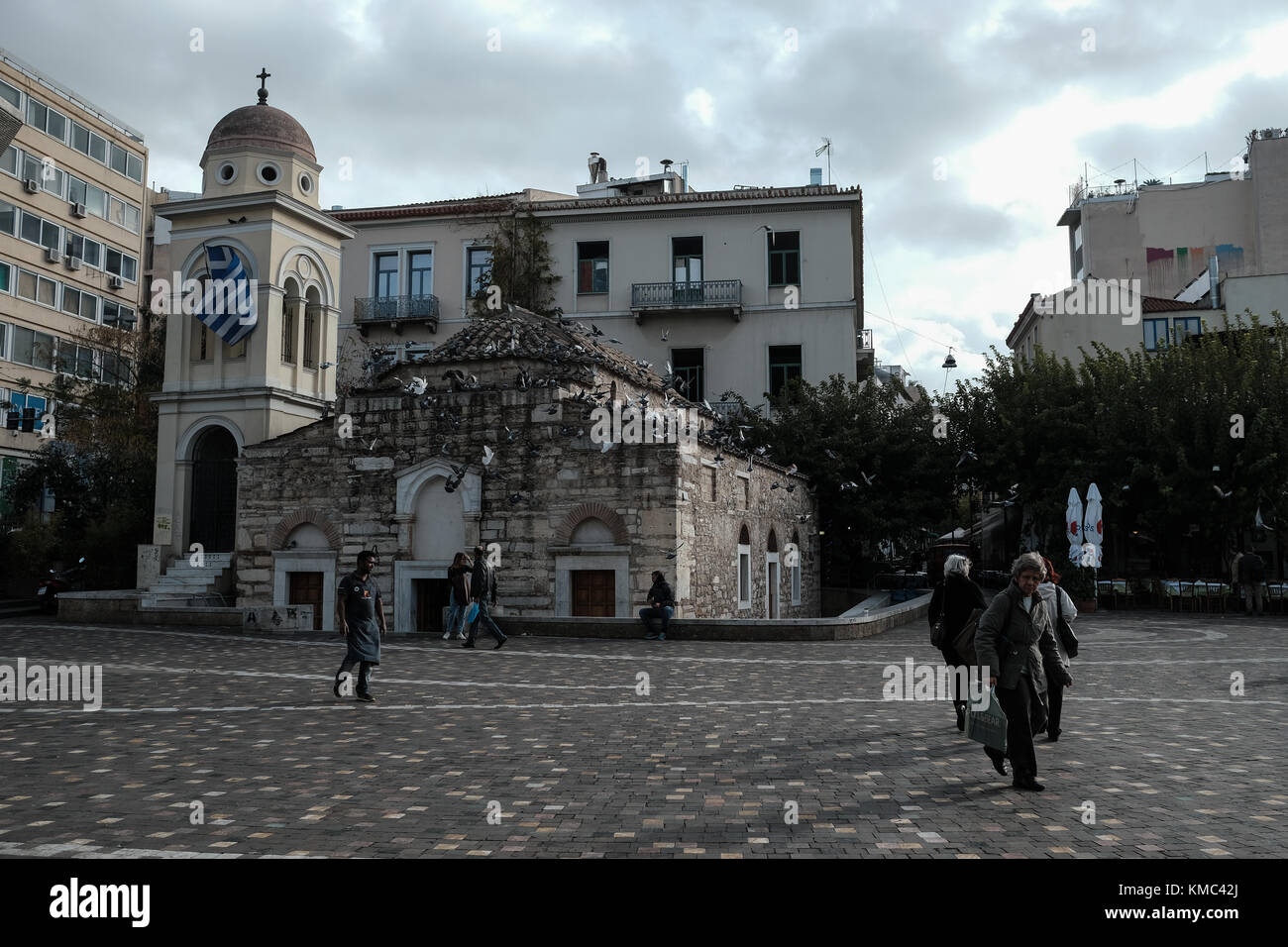 A Greek orthodox church, Ekklisia Kimisi Theotokou Mitropoleos, stands ...