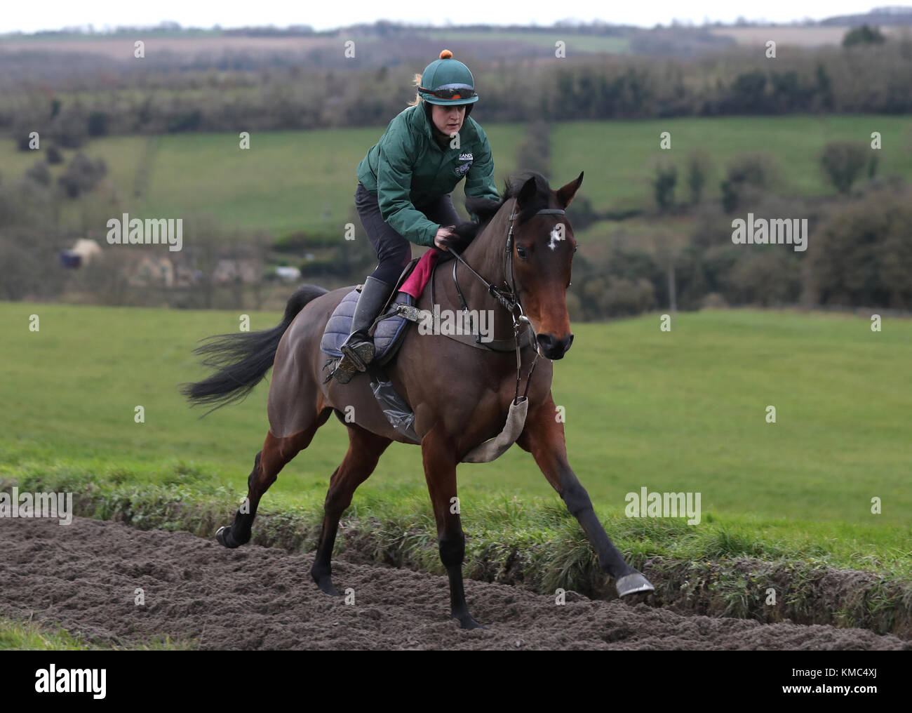 Blaklion on the gallops during the stable visit at Grange Hill Farm ...