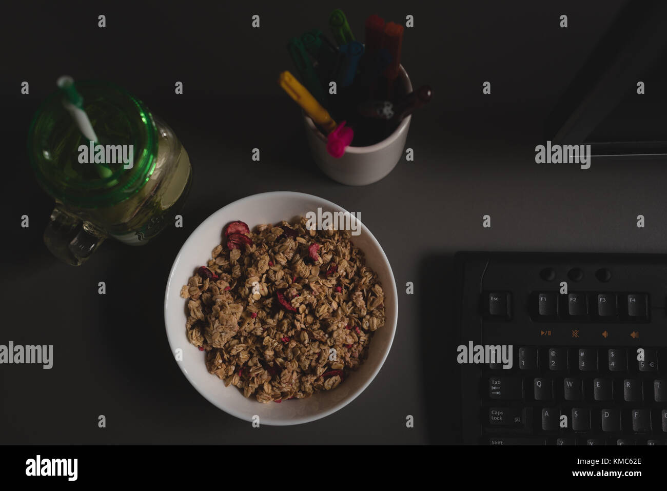 Bowl of breakfast cereals kept on table Stock Photo - Alamy