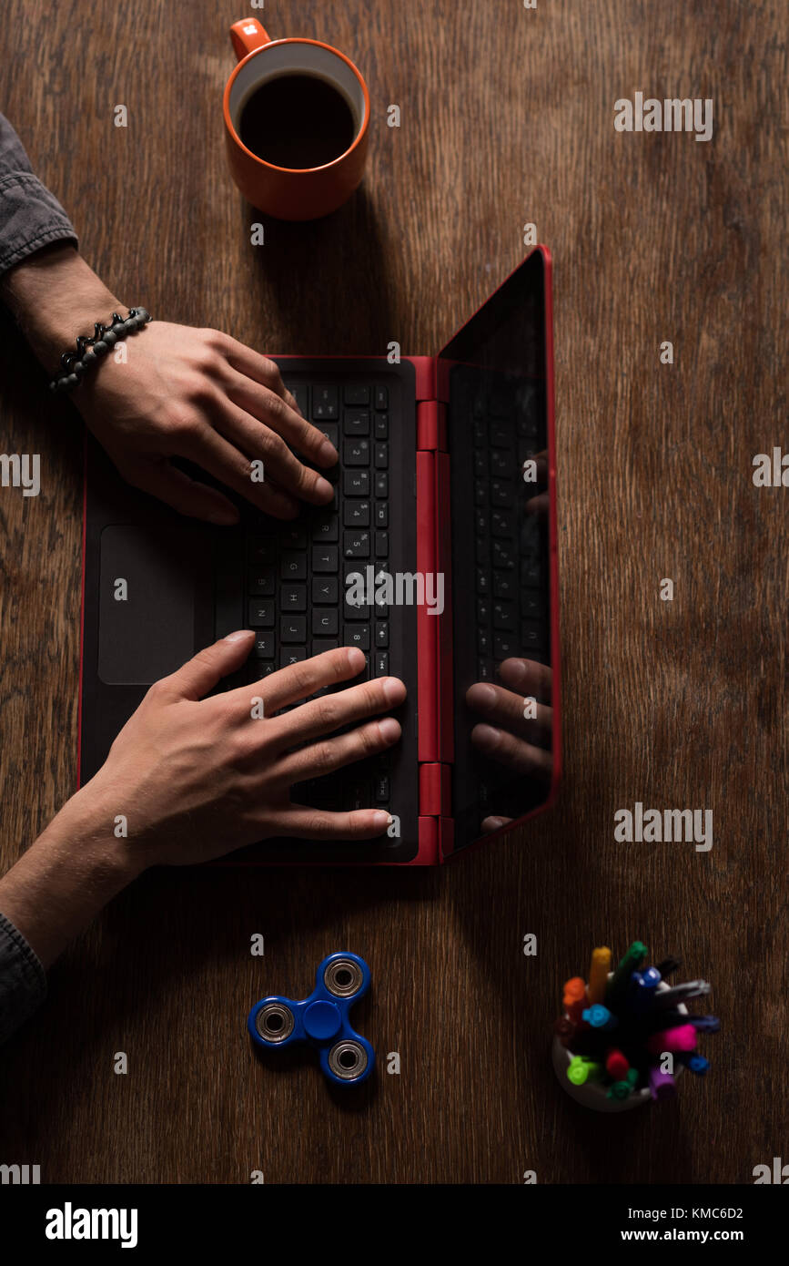 Male executive using laptop Stock Photo - Alamy