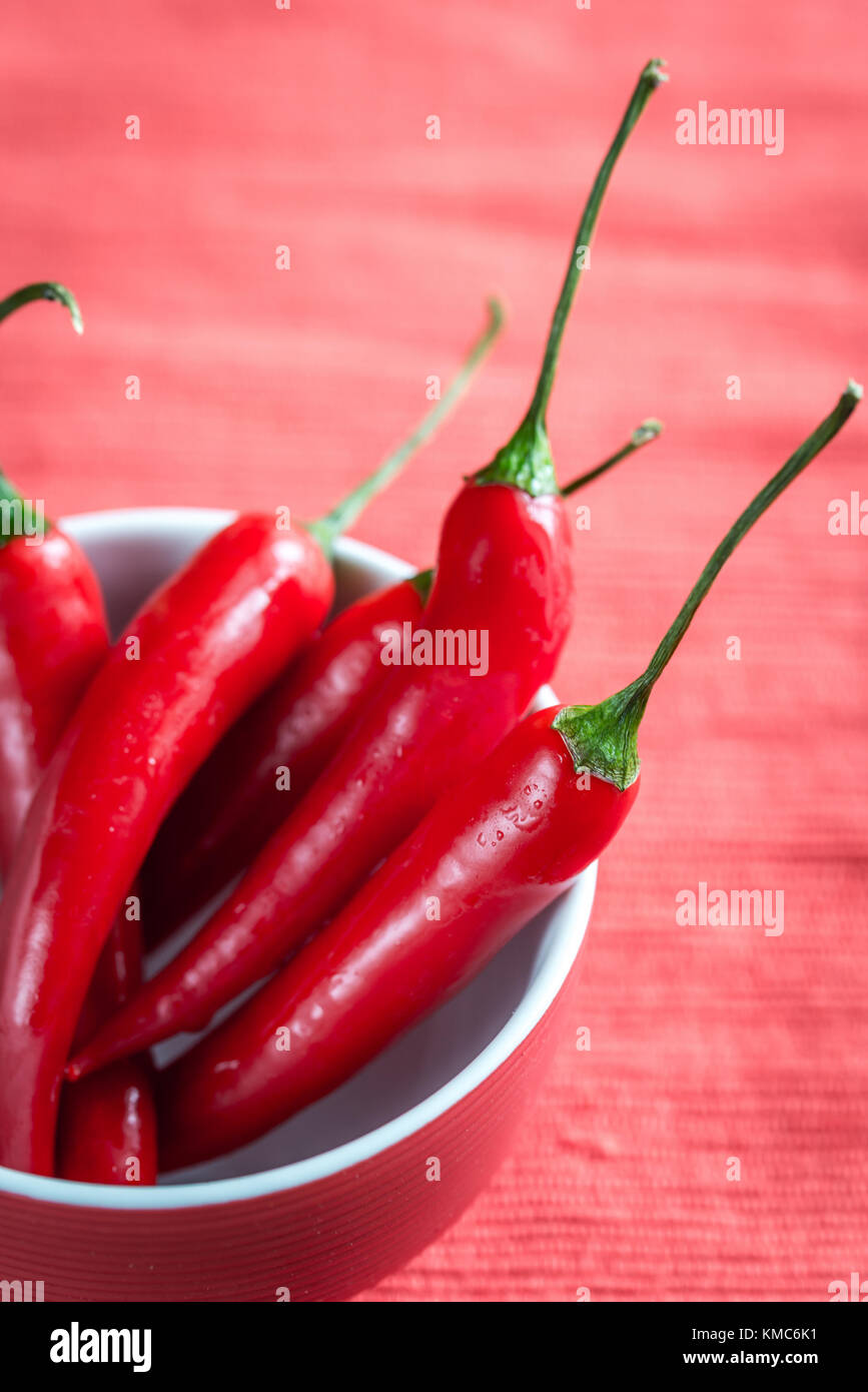 Fresh red chili peppers Stock Photo - Alamy