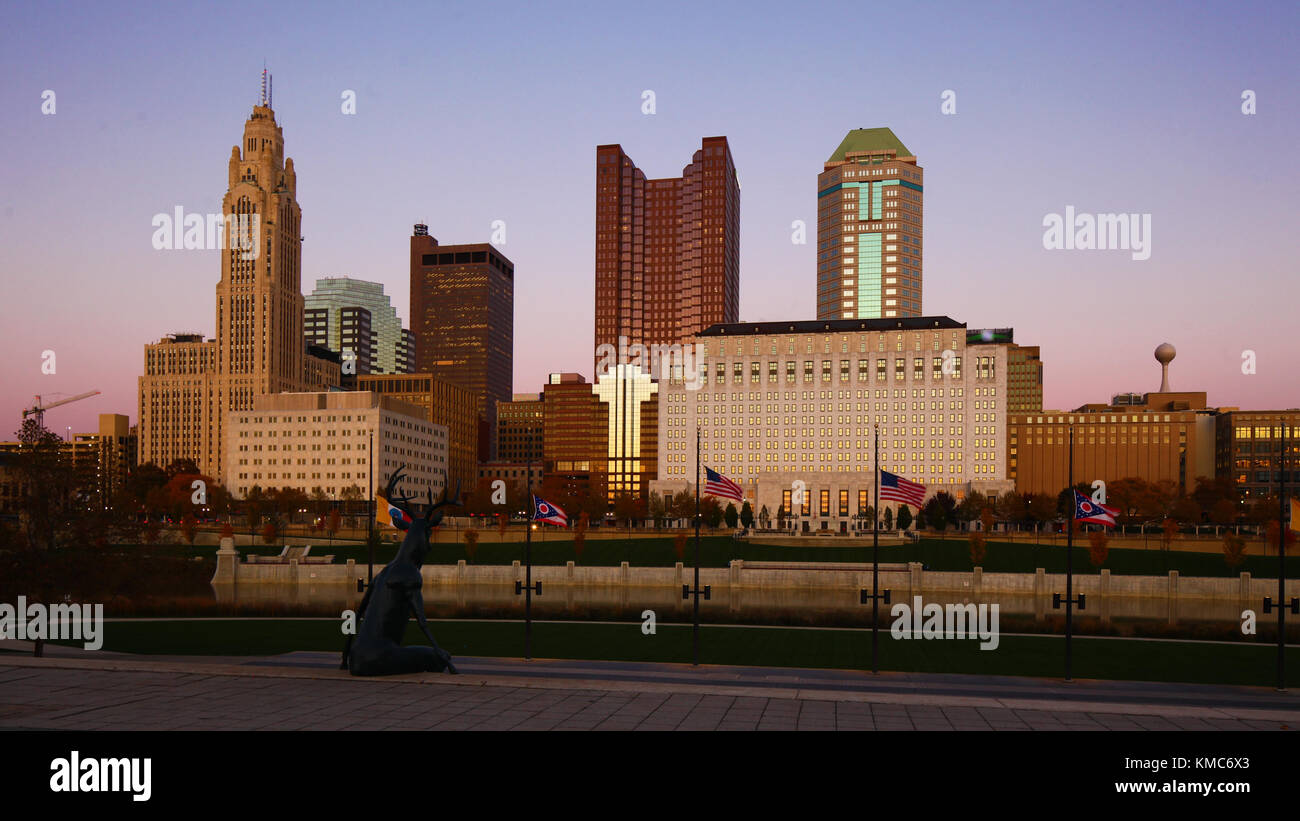 The City center at dusk in Columbus, Ohio Stock Photo - Alamy