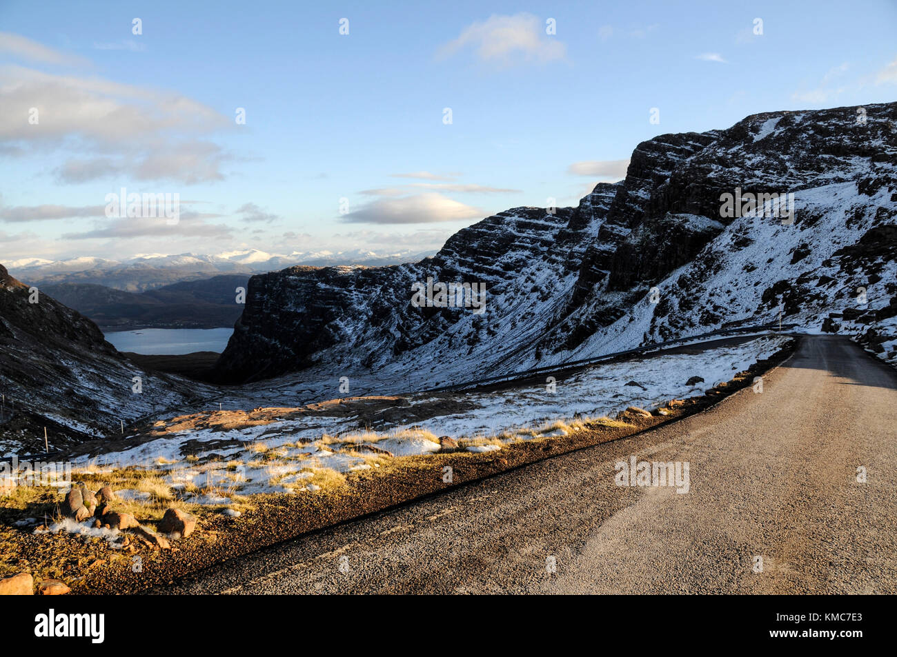 A snow scene view the Bealach na ba mountain pass (Pass of the cattle ...