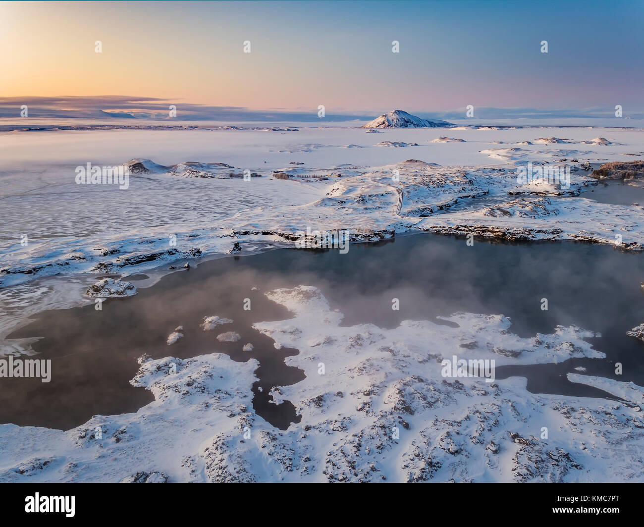 Winter Landscape, Lake Myvatn, Northern Iceland Stock Photo - Alamy