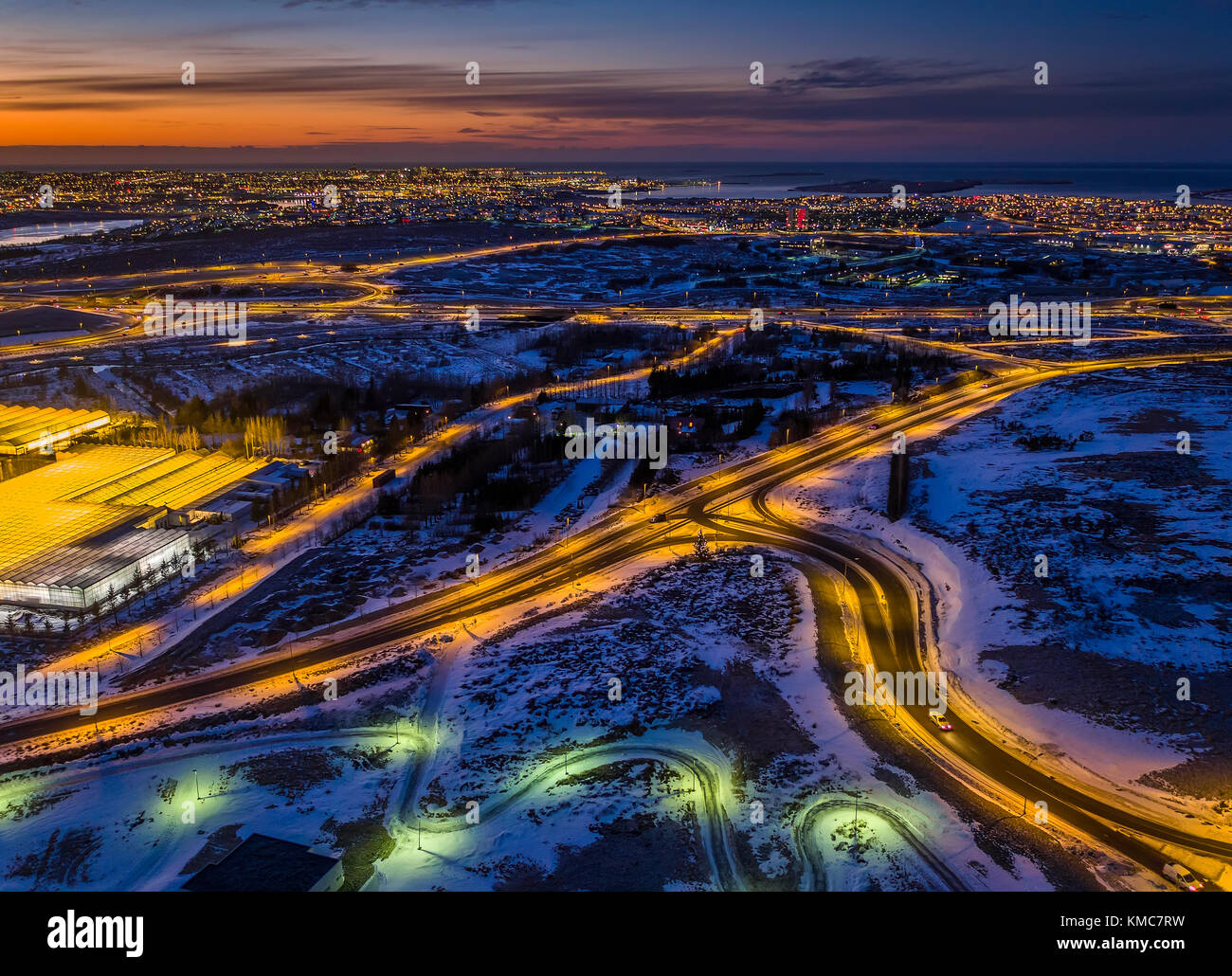 Top view of Reykjavik shot with a drone, Iceland Stock Photo - Alamy