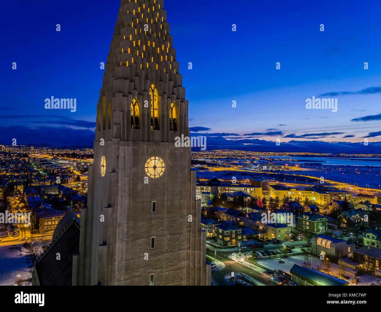 Hallgrimskirkja Church Clock Tower Reykjavik High Resolution Stock ...