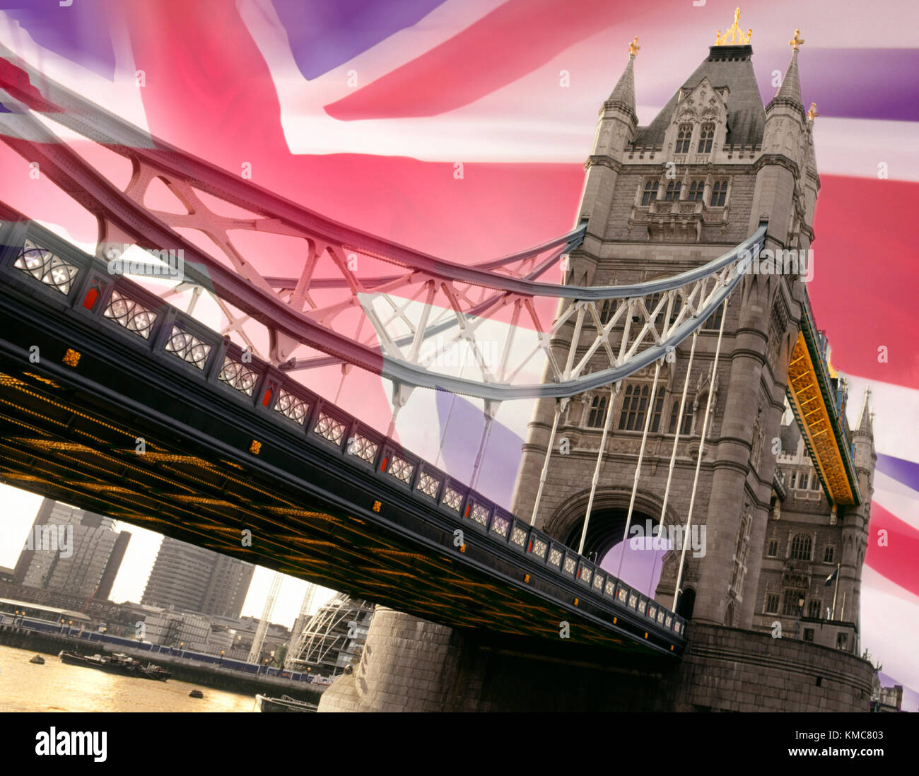 Tower Bridge, London and the British Union Jack Flag Stock Photo - Alamy