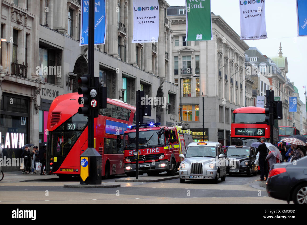 Fire engine attending an emergency call in London, England, UK Stock ...