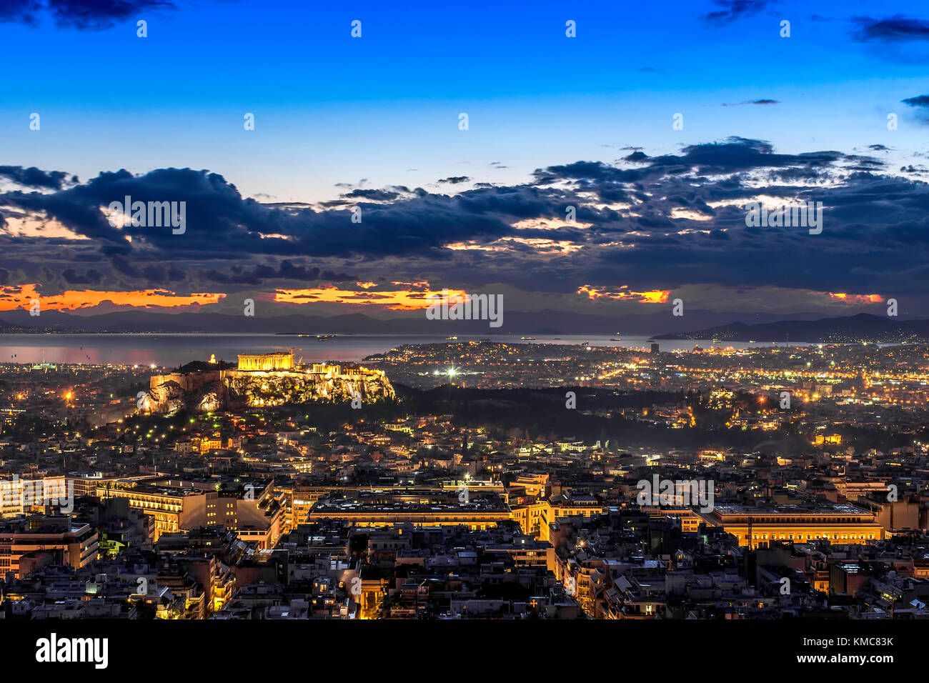 Acropolis and Athens at sunset Stock Photo - Alamy