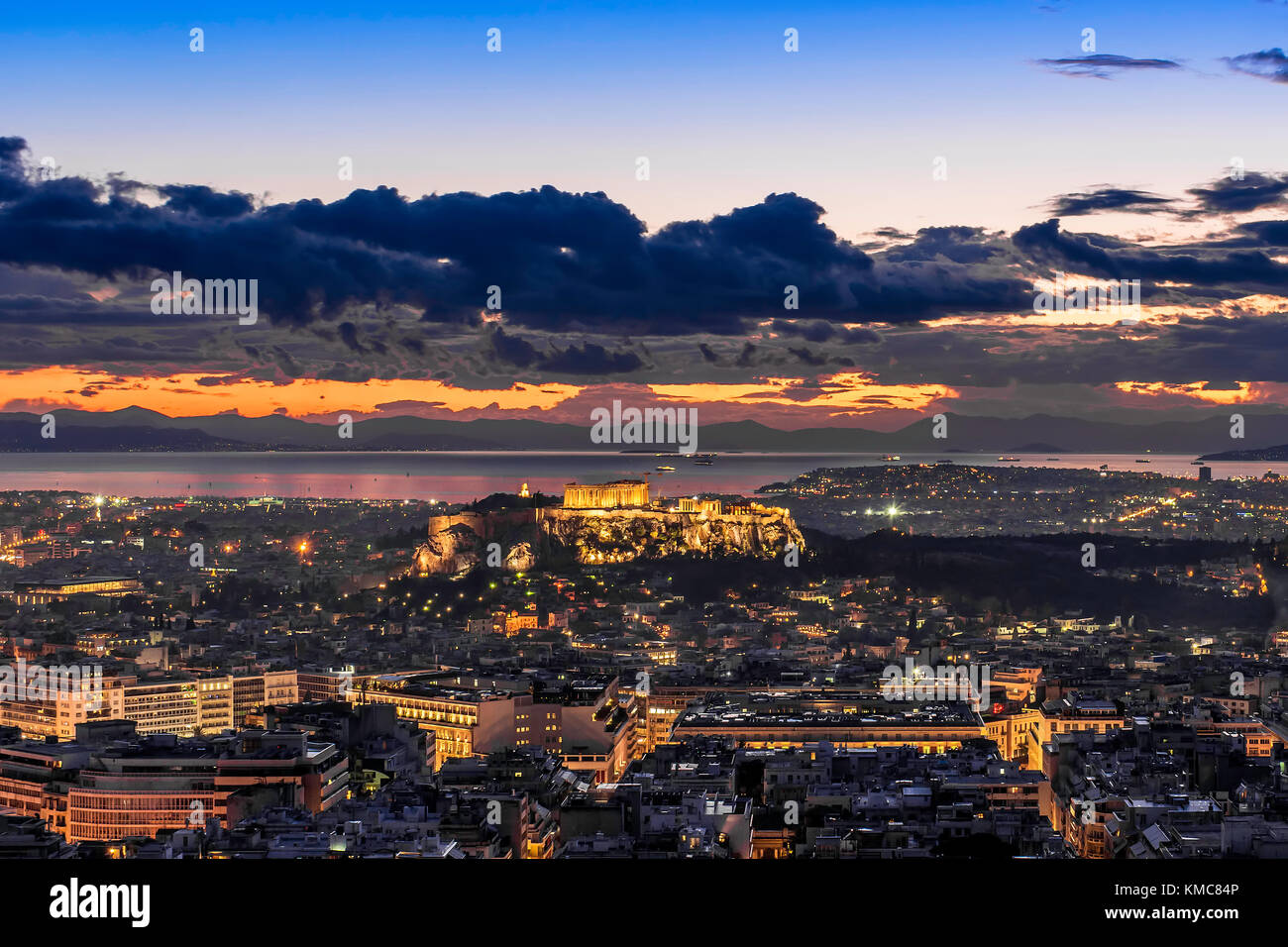 Acropolis and Athens at sunset Stock Photo - Alamy