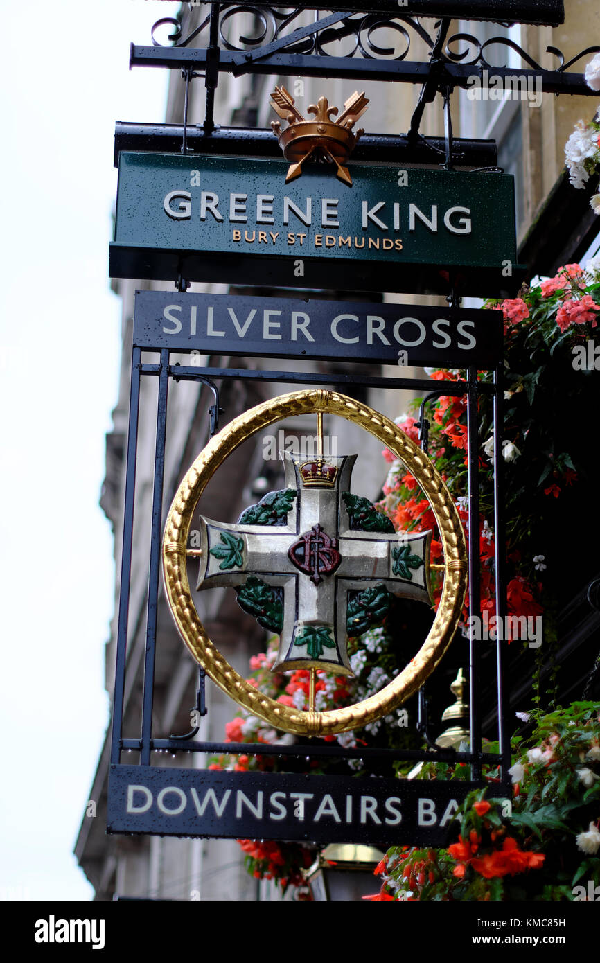 Silver Cross Pub sign in London, England, UK Stock Photo - Alamy