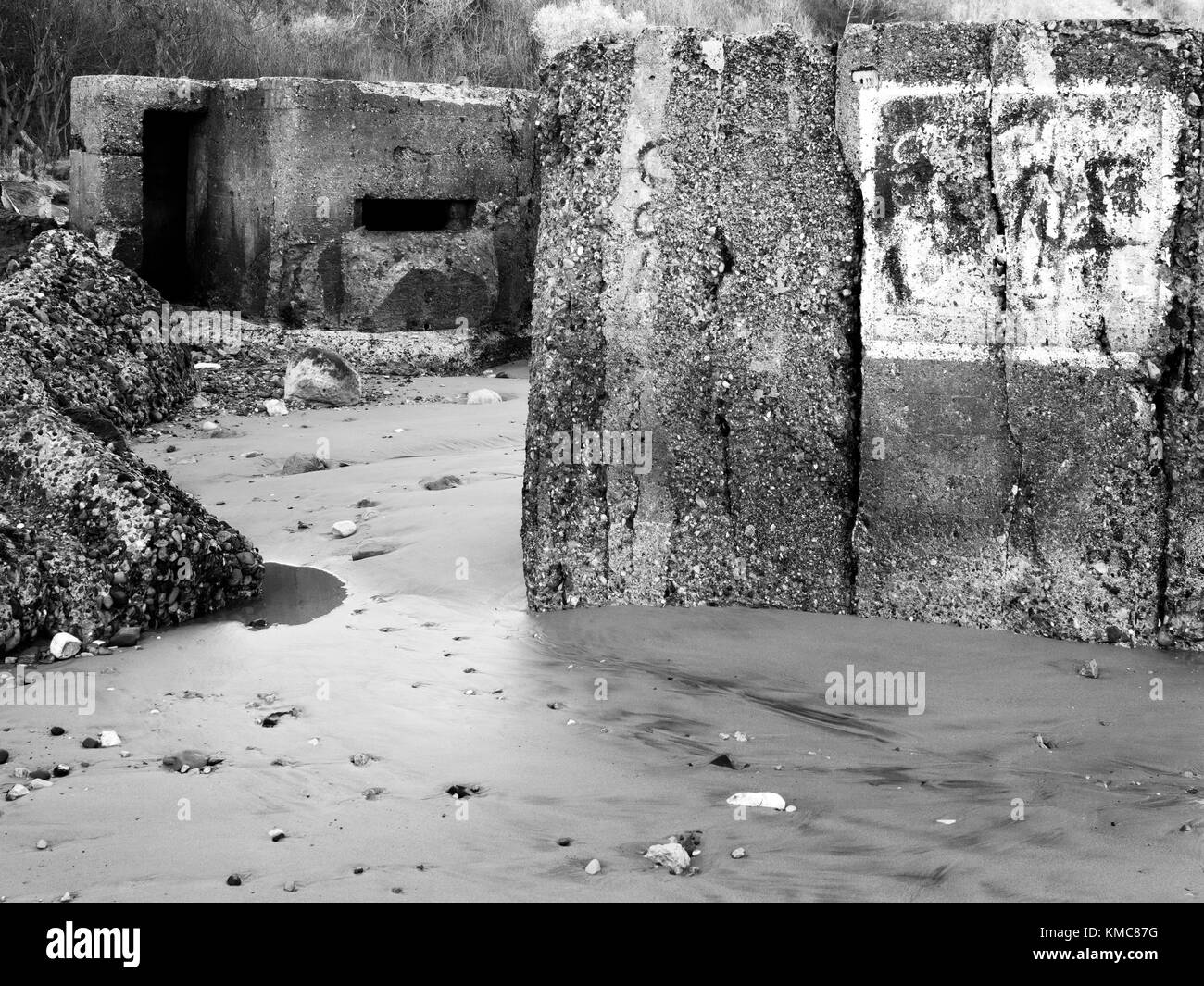 World War II Defences on the Beach at Cayton Bay Scarborough North ...