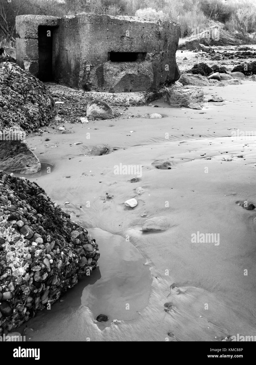 World War II Defences on the Beach at Cayton Bay Scarborough North ...