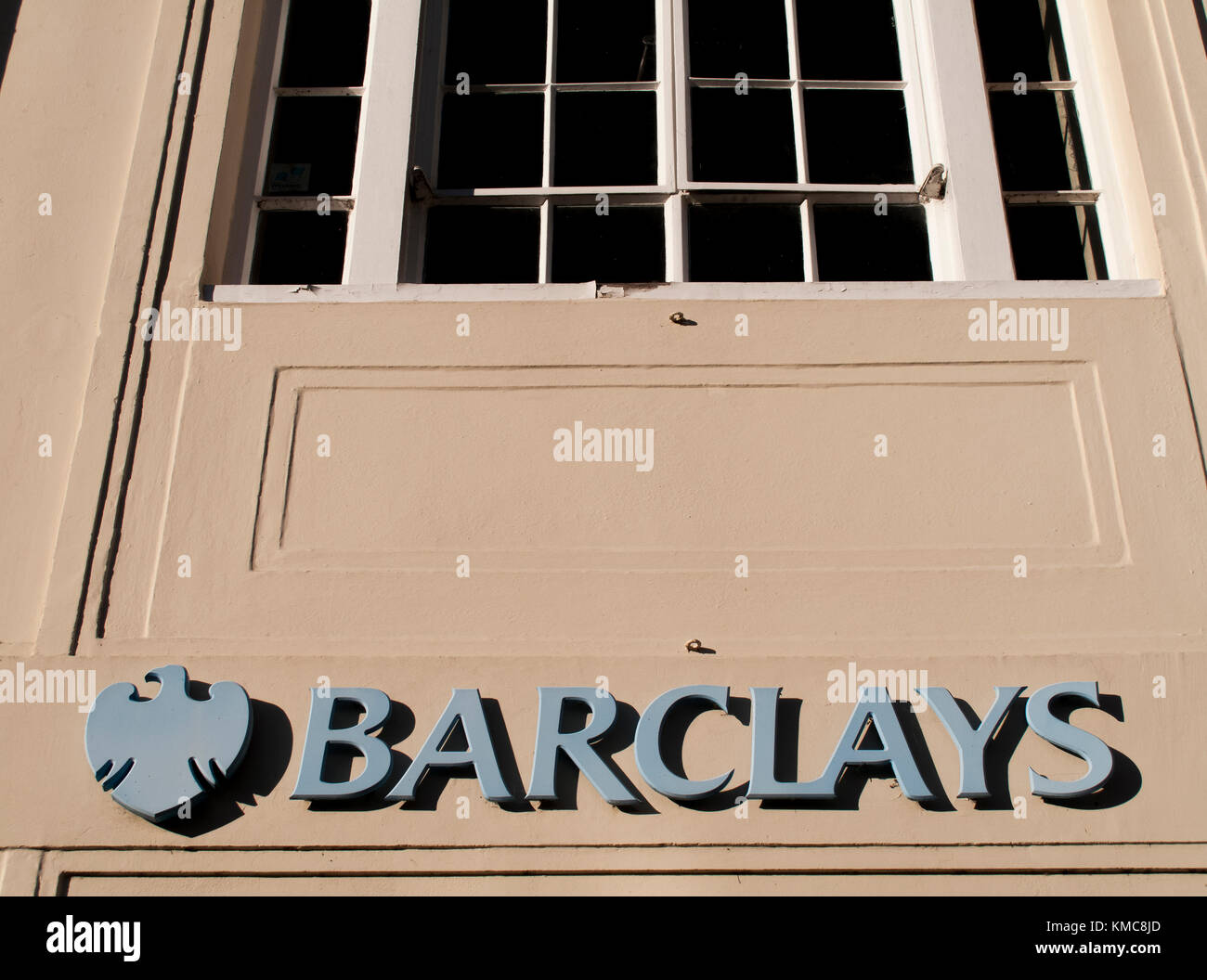 Barclays Bank name and sign over local branch office Stock Photo - Alamy