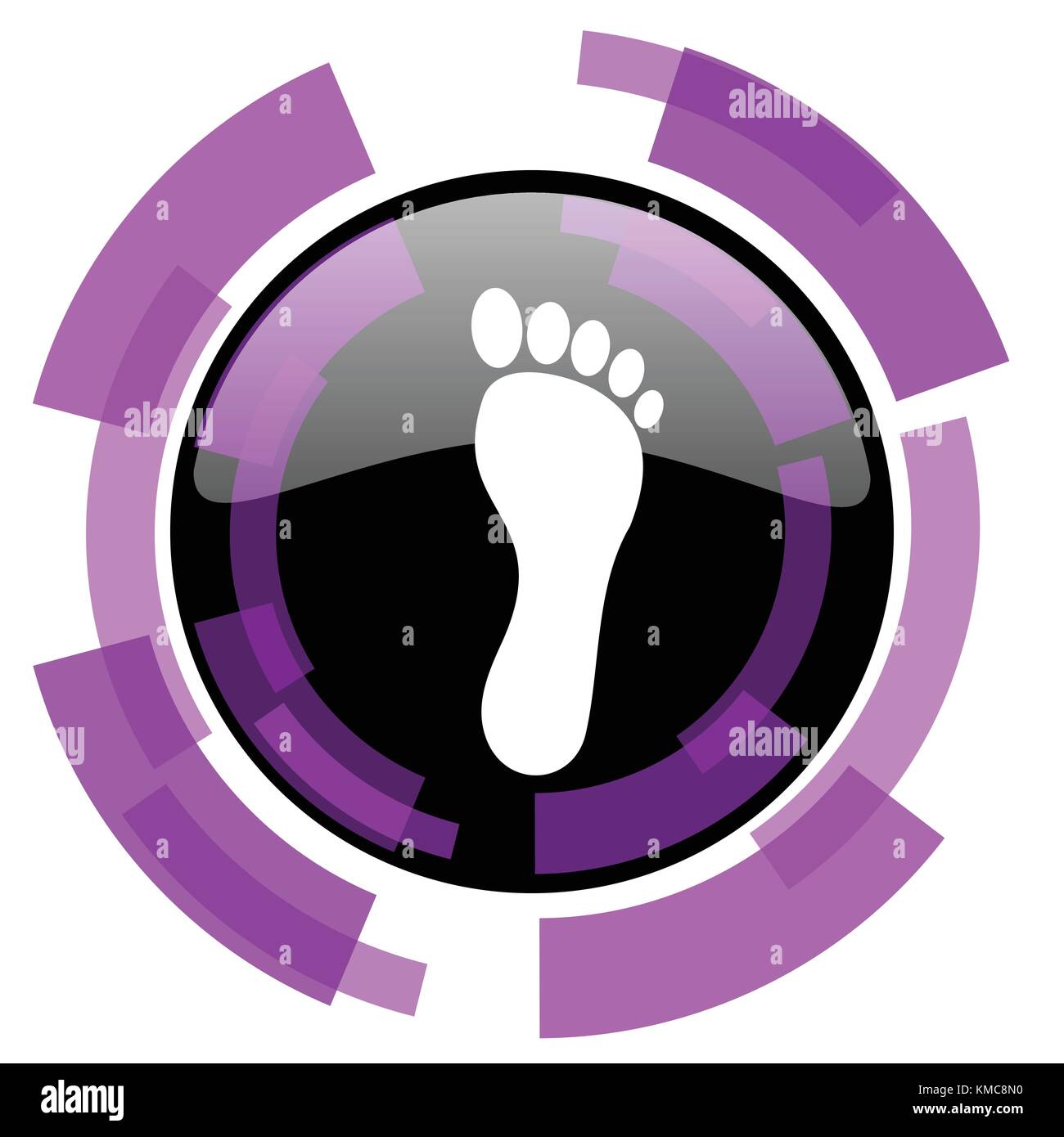 Foot pink violet modern design vector web and smartphone icon. Round ...