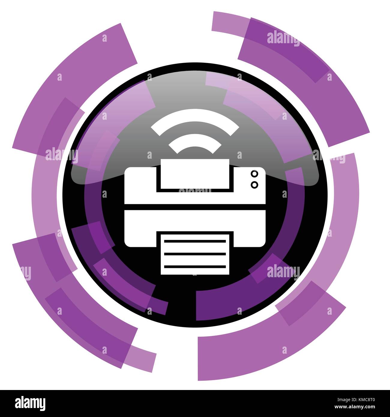 Printer pink violet modern design vector web and smartphone icon. Round ...