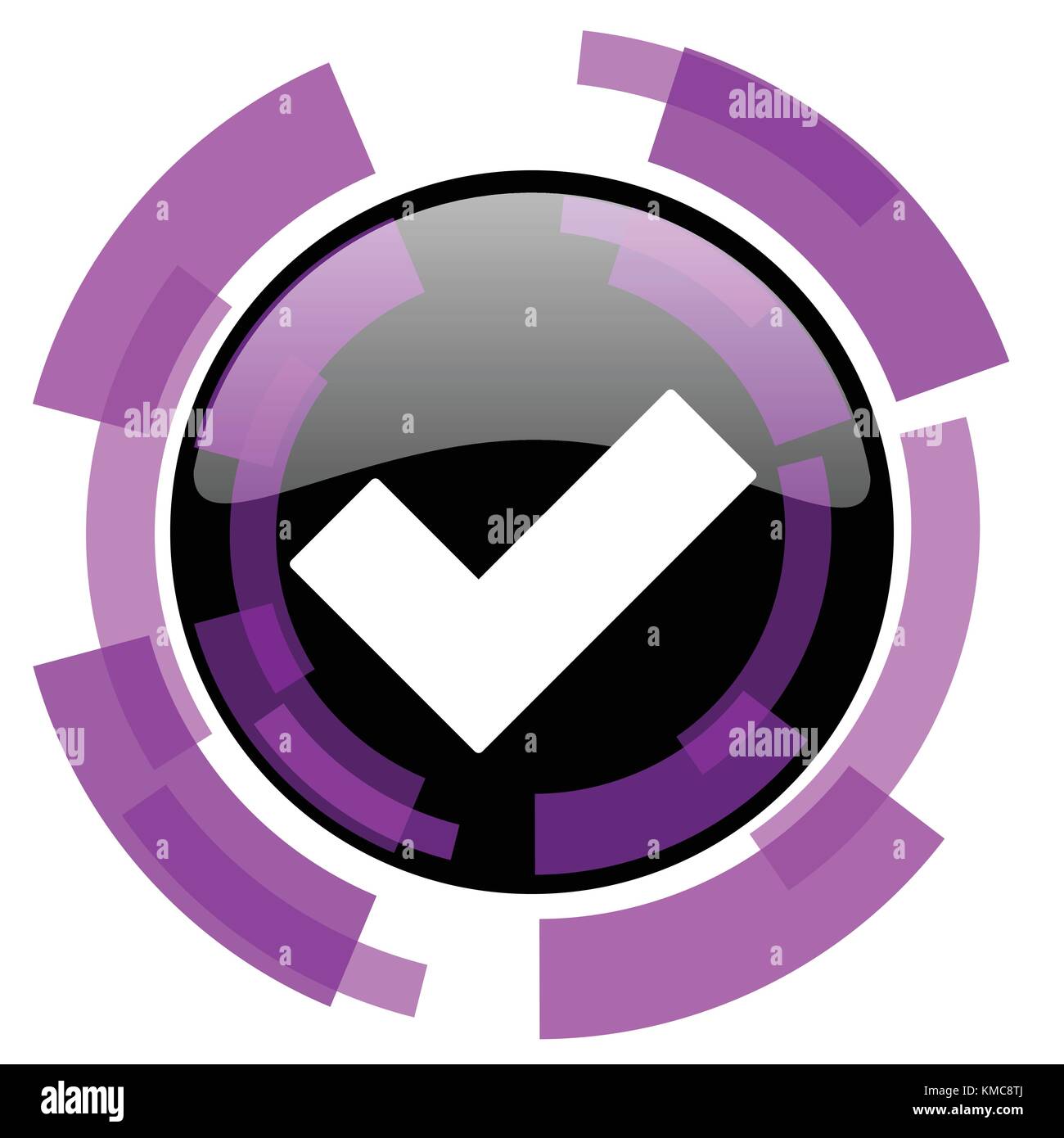 Accept pink violet modern design vector web and smartphone icon. Round ...