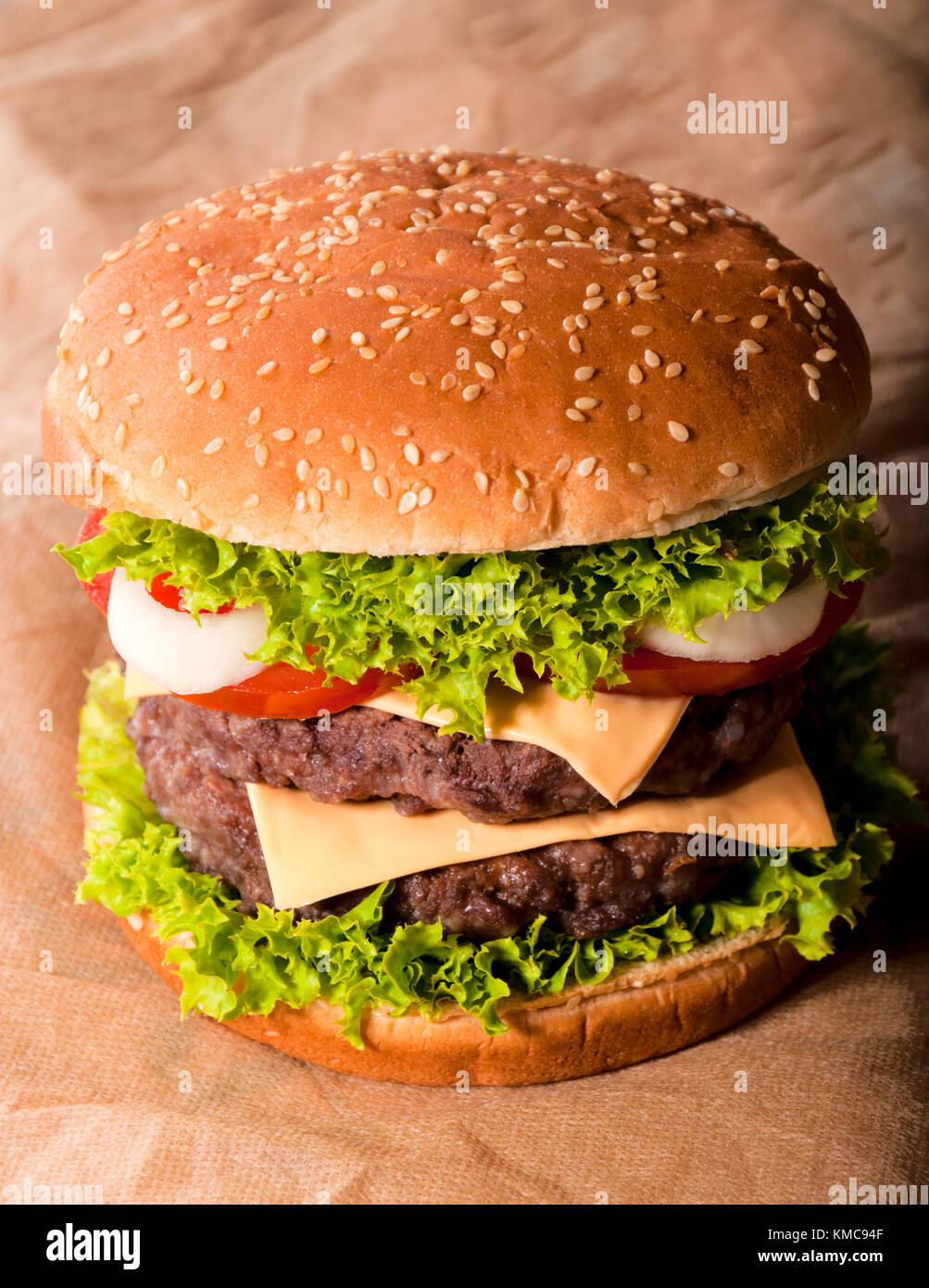 Big and tasty double cheeseburger Stock Photo - Alamy