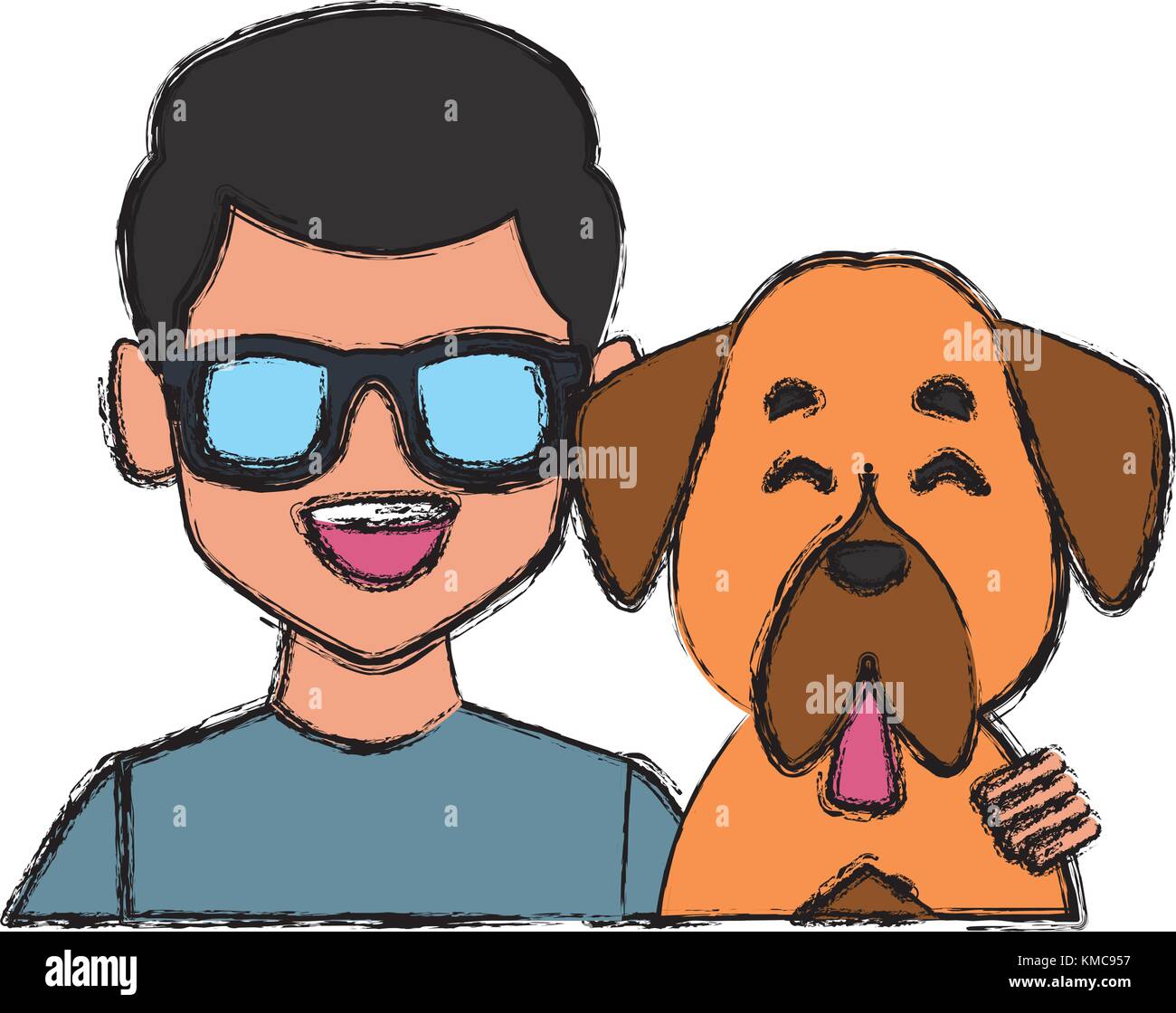Cartoon Illustration Happy Dog Owner High Resolution Stock Photography ...