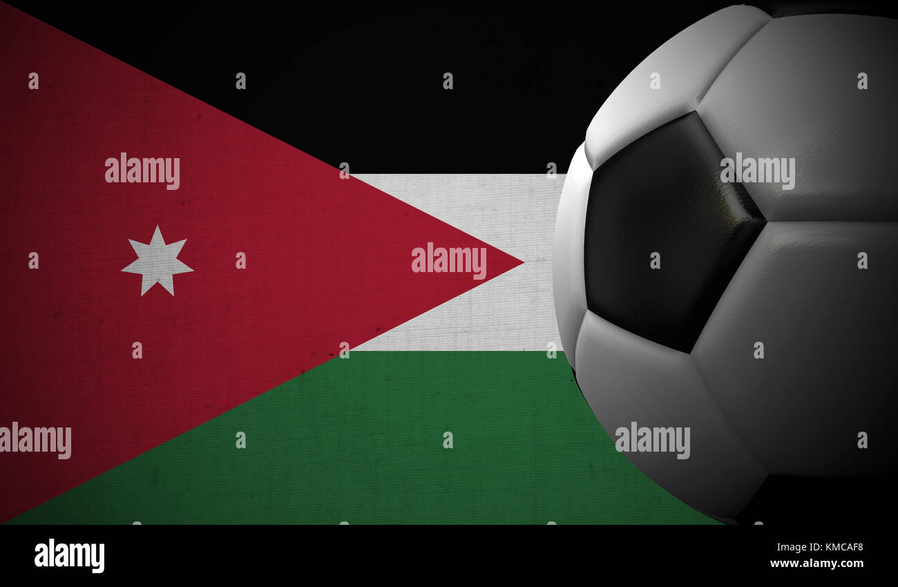 Soccer football against a Jordan flag background. 3D Rendering Stock ...