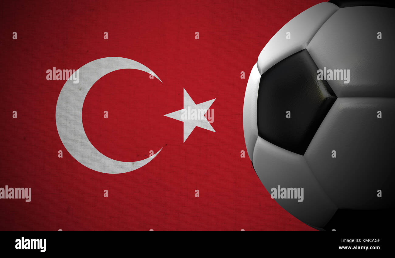 Soccer football against a Turkey flag background. 3D Rendering Stock ...