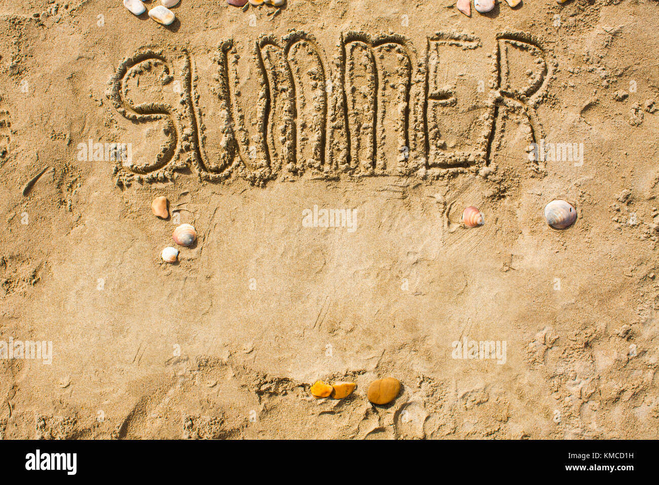 Sandy beach closeup, Seacoast sand background. Text Summer Stock Photo ...