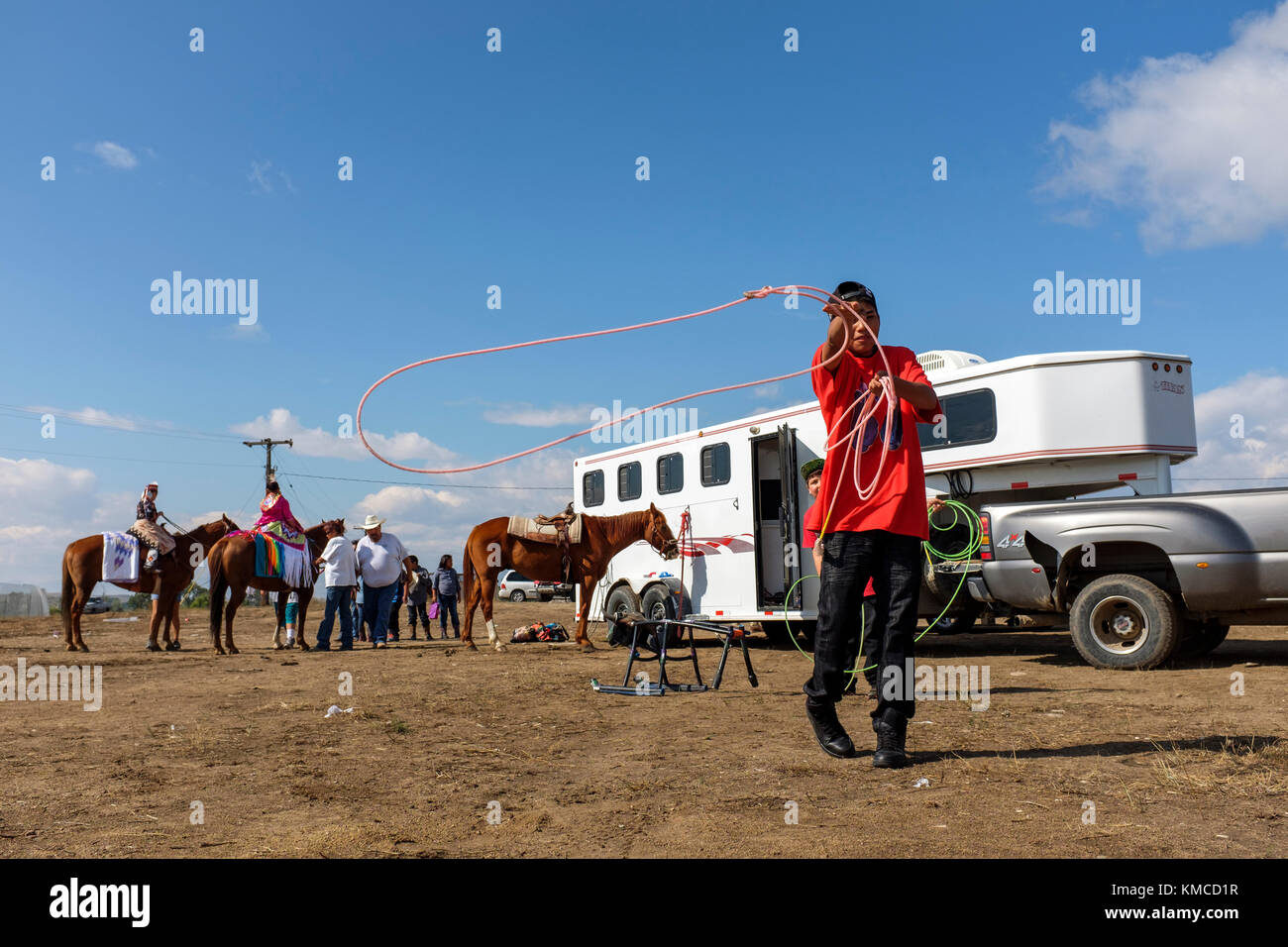 Horses have long been a part of Native America culture. A young cowboy ...