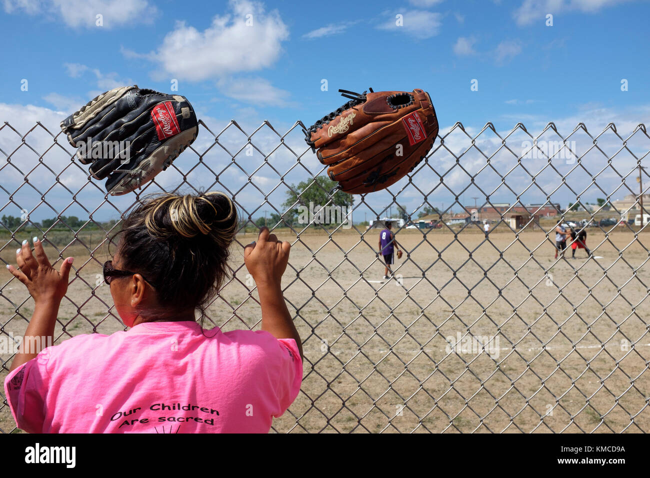 familes play rounds of softball at the powwow Stock Photo - Alamy