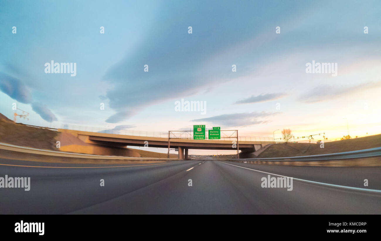 POV point of view - Driving West on highway 470 at he beginning of the ...