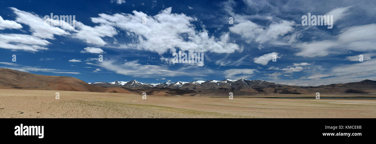 Mountain desert, wide valley in the background, mountain chains, blue ...