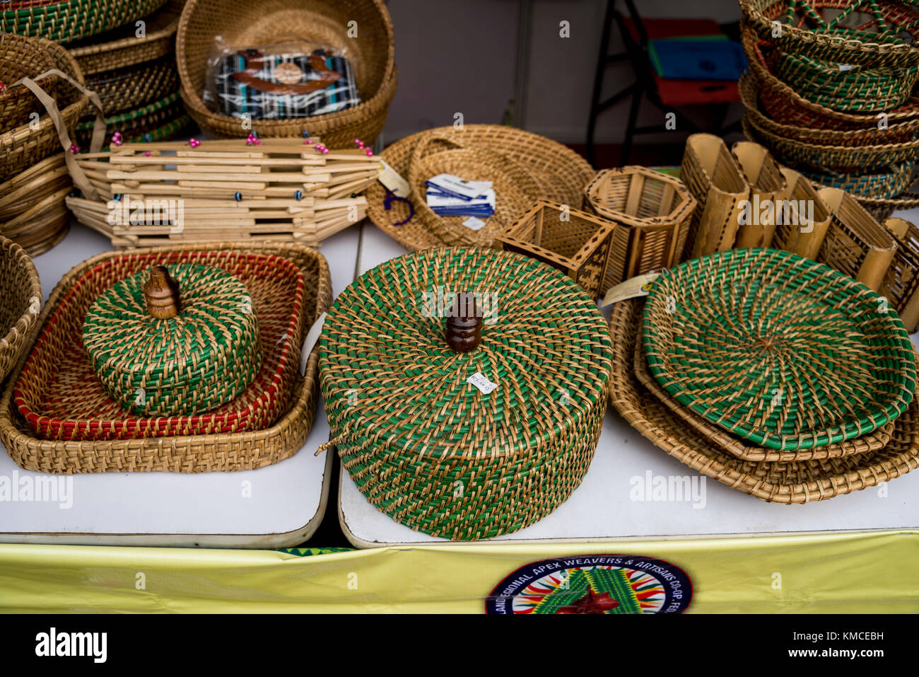Handmade baskets made up of wood with other products Stock Photo - Alamy