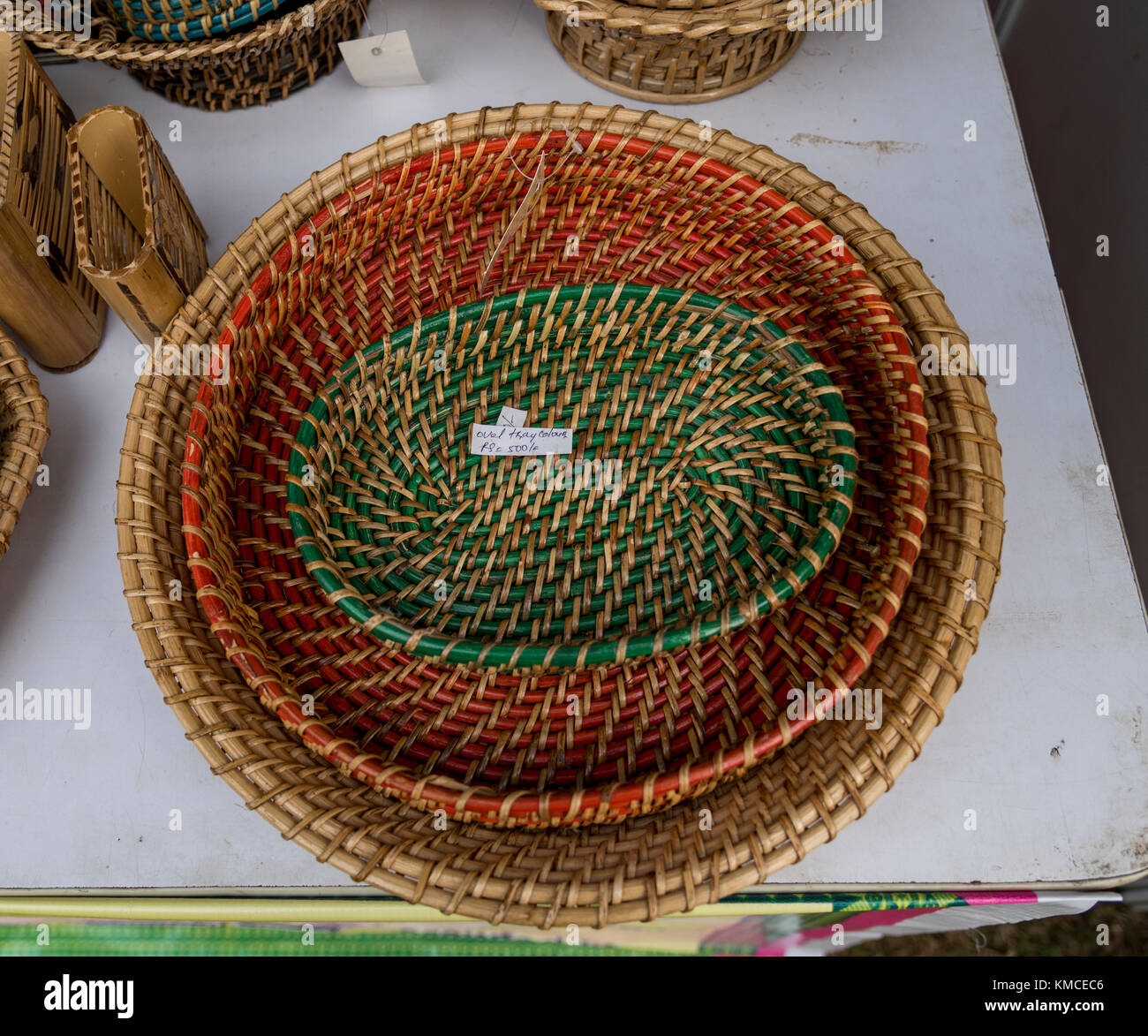 Handmade baskets made up of wood with other products Stock Photo - Alamy