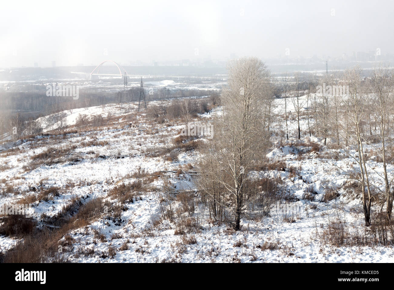 Winter landscape. Trees in the snow, city and winter Stock Photo - Alamy