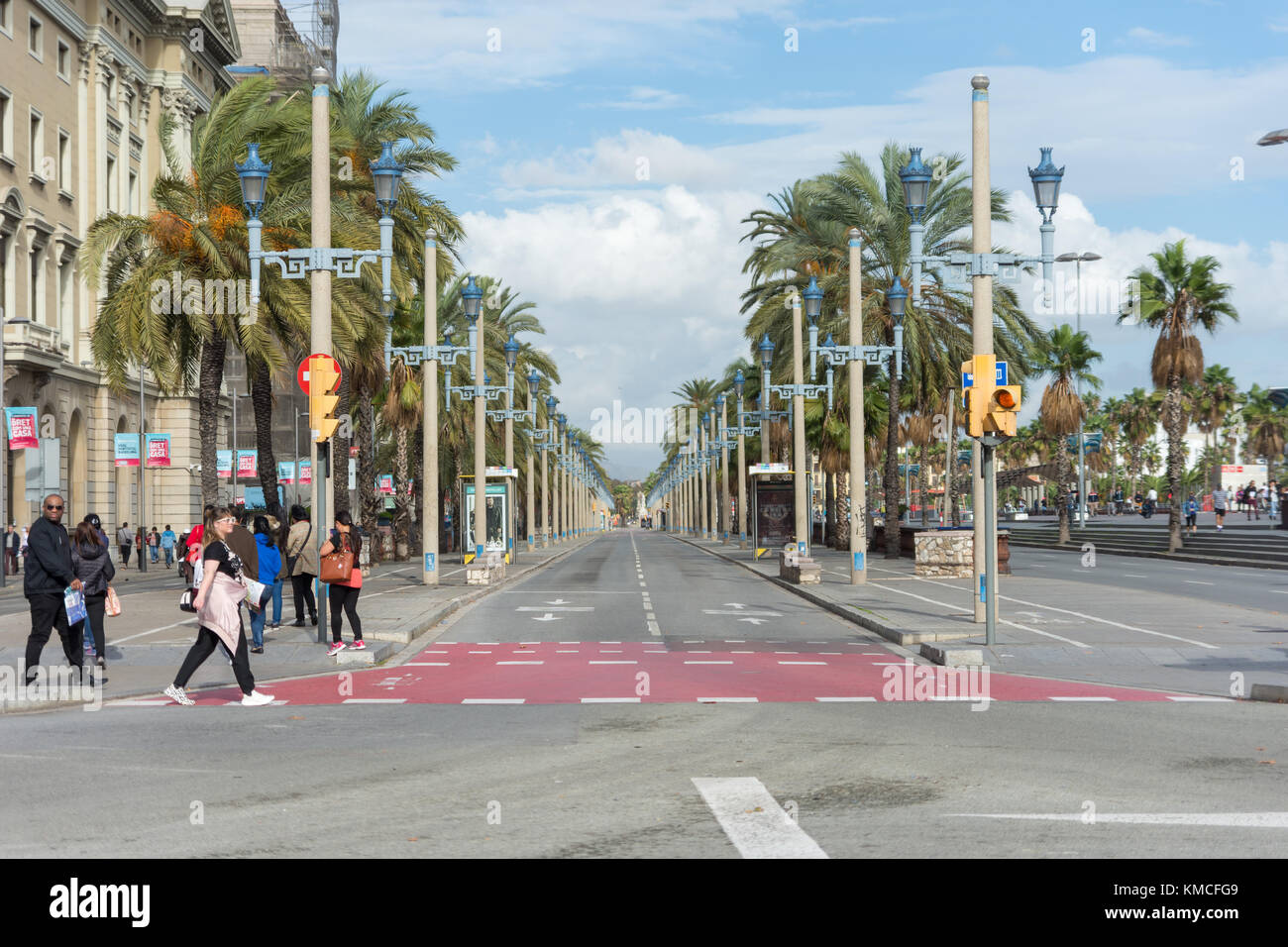 Palm Walk in Barcelona Stock Photo - Alamy
