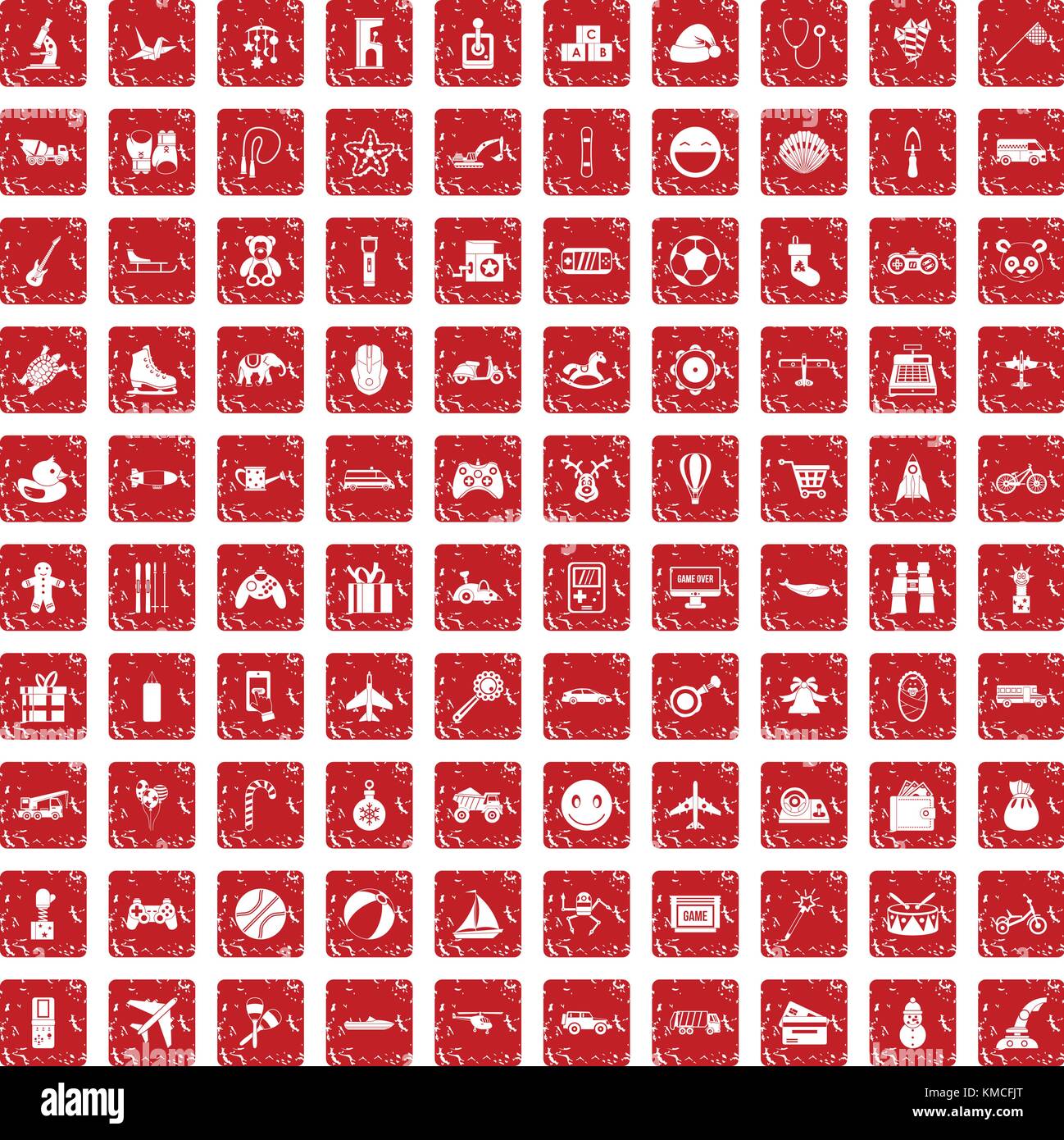 100 toys for kids icons set grunge red Stock Vector Image & Art - Alamy