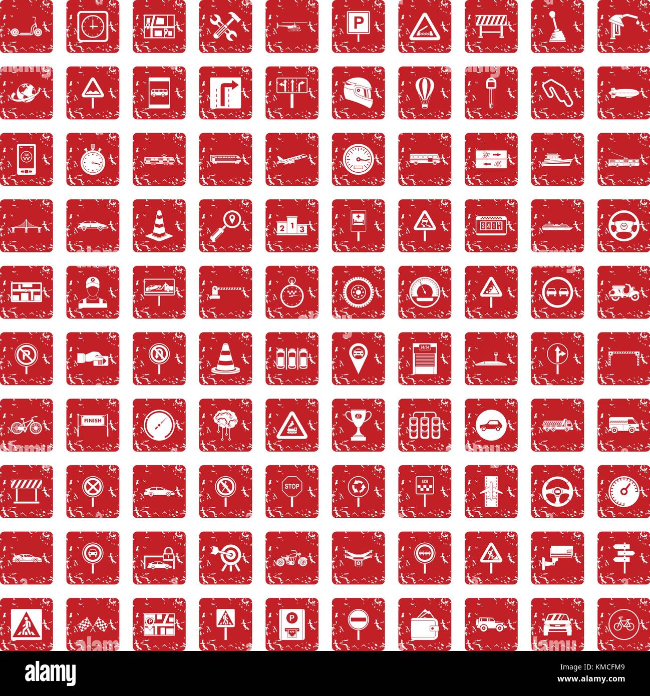 100 traffic icons set grunge red Stock Vector Image & Art - Alamy