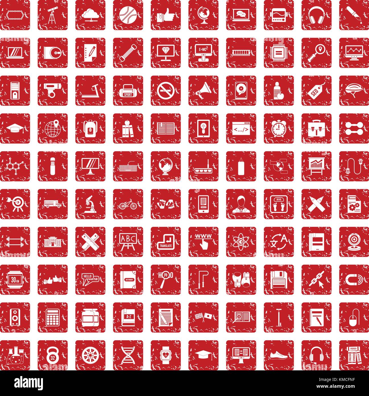 100 training icons set grunge red Stock Vector Image & Art - Alamy