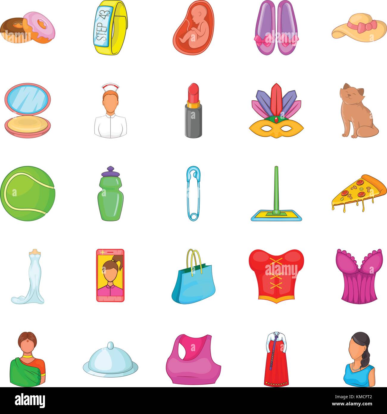 Womanish icons set, cartoon style Stock Vector Image & Art - Alamy