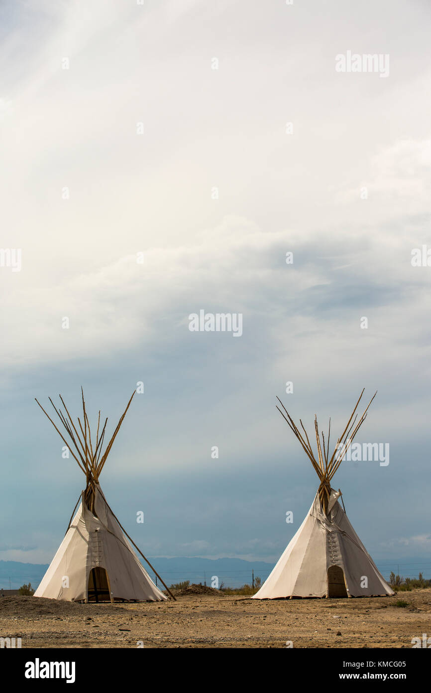 Teepee on the prairie of the Wind River Indian Reservation Stock Photo ...