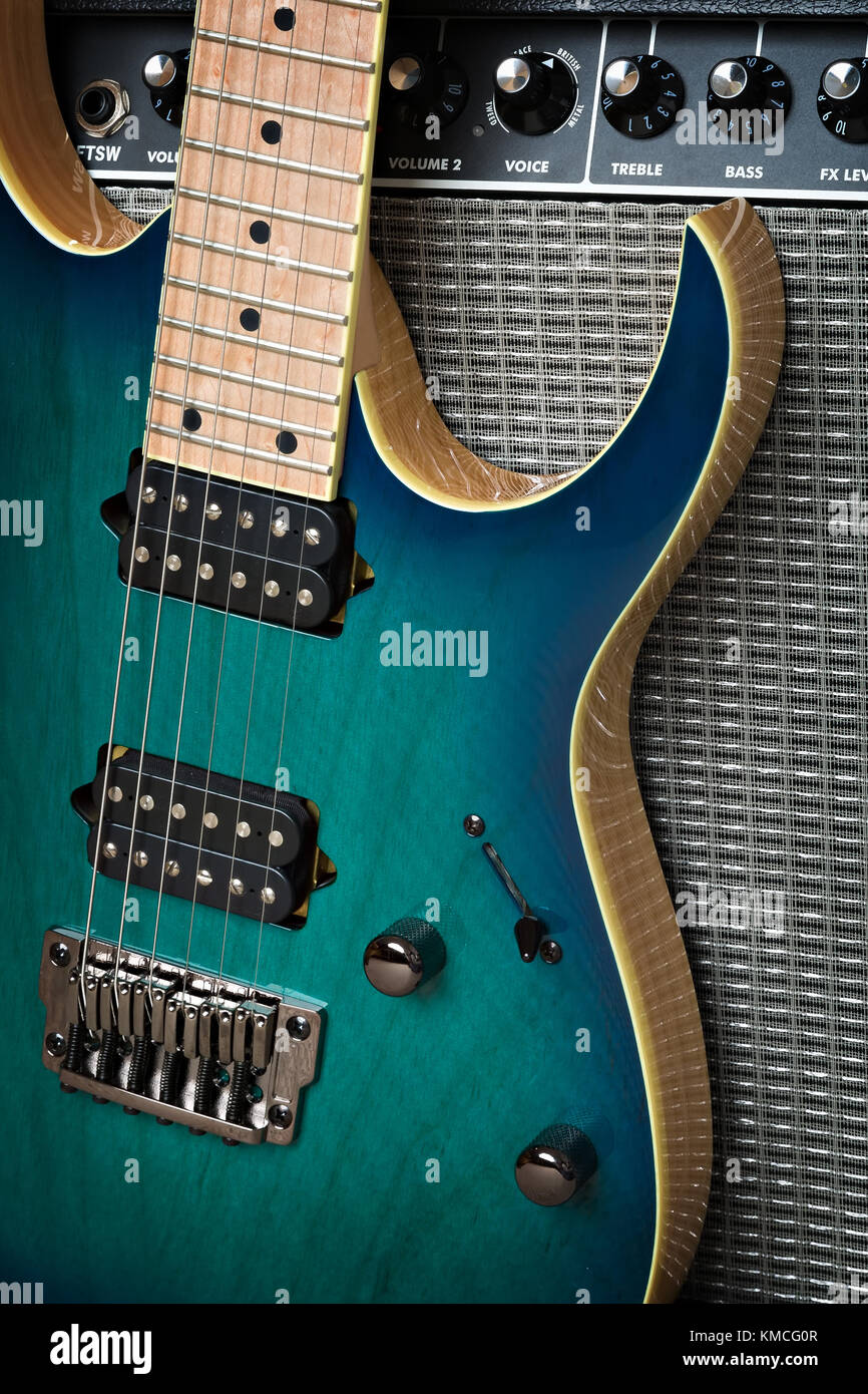 Electric guitar and professional amplifier Stock Photo - Alamy