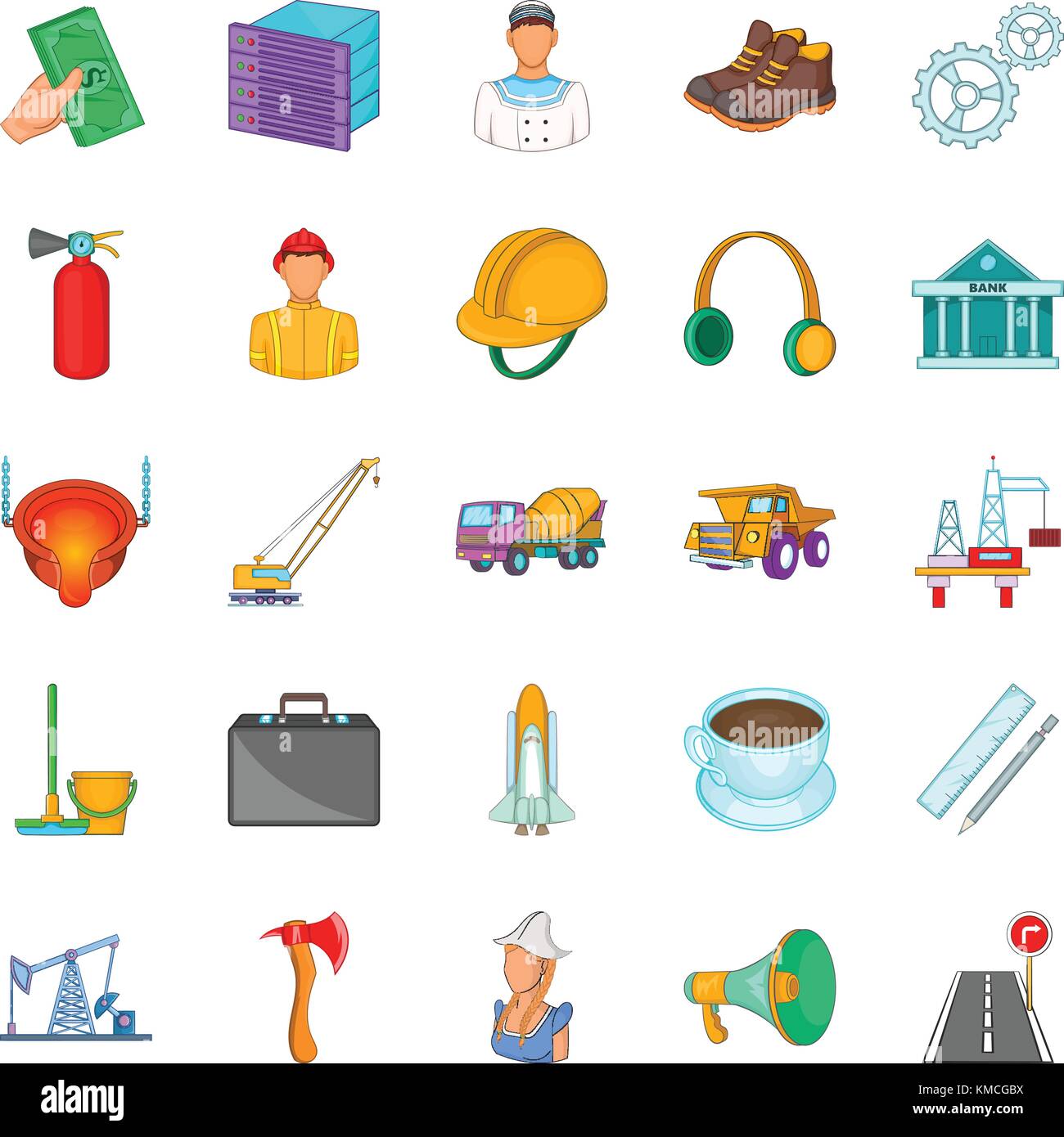 Big work icons set, cartoon style Stock Vector Image & Art - Alamy