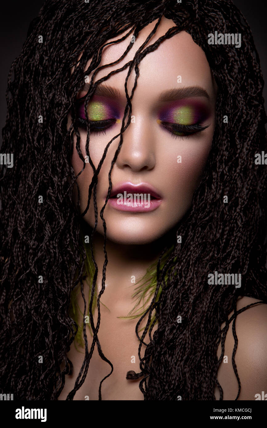 Woman with colorful makeup Stock Photo - Alamy