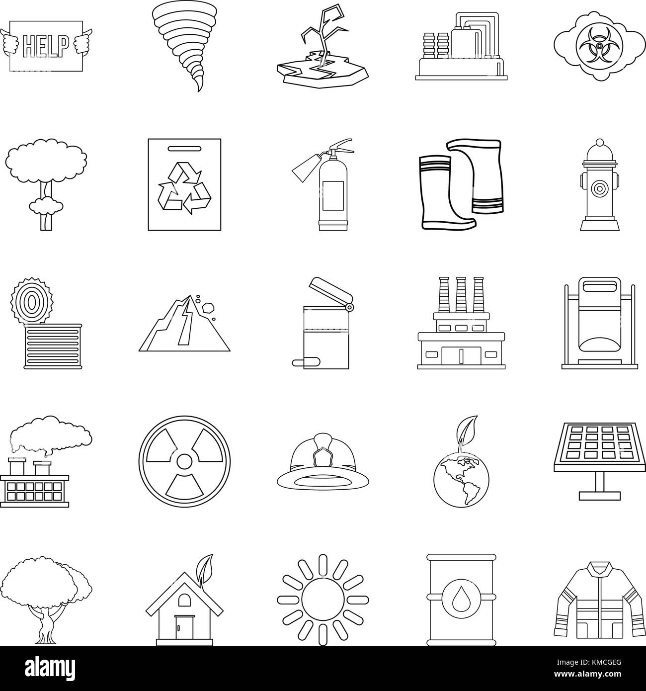 Catastrophic event icons set, outline style Stock Vector Image & Art ...