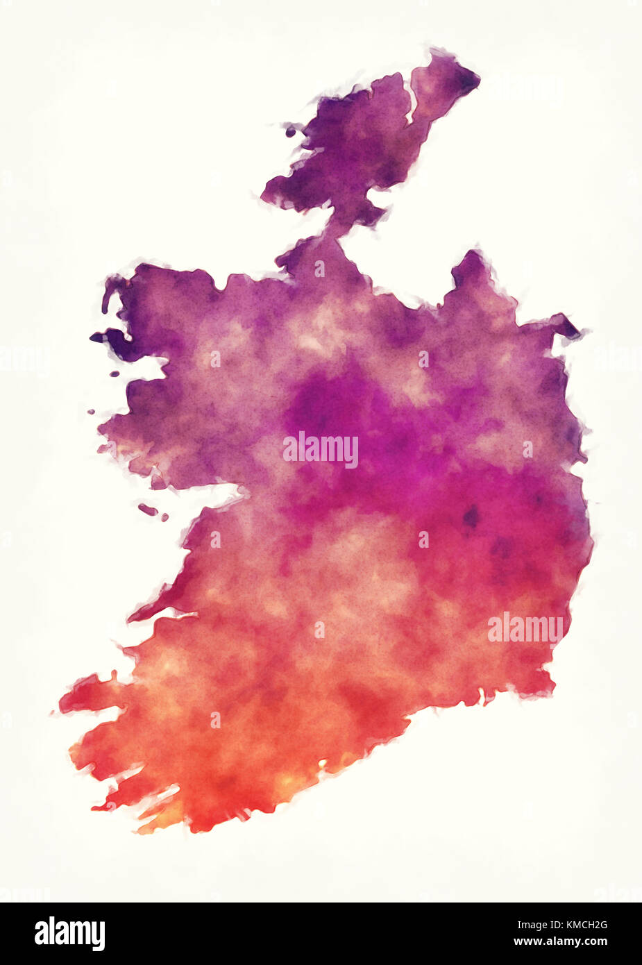 Ireland watercolor map in front of a white background Stock Photo - Alamy