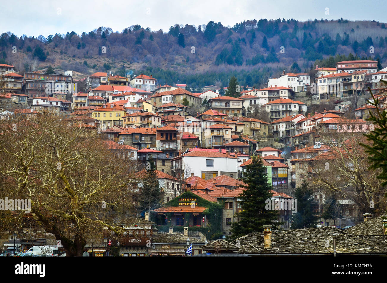 Metsovo Greece -view of the famous tourist resort which attracts ...