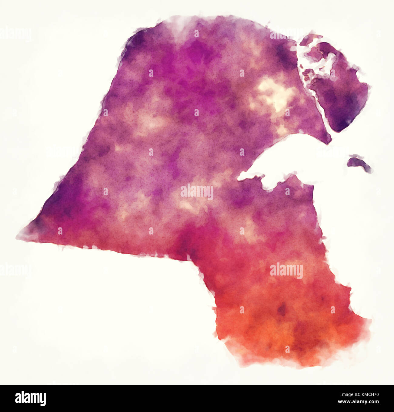 Kuwait watercolor map in front of a white background Stock Photo - Alamy