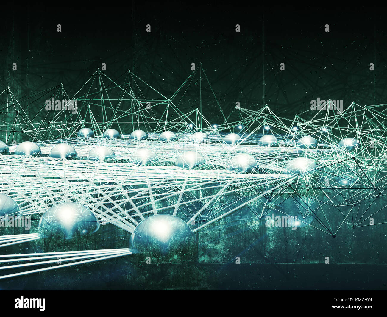 Artificial Deep Neural Network Dark Digital Background 3d Render