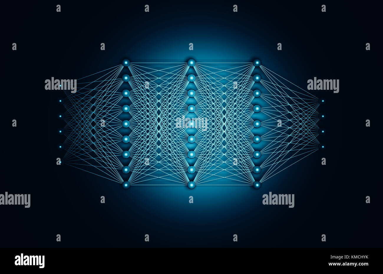Artificial Deep Neural Network Structure Frontal View Digital