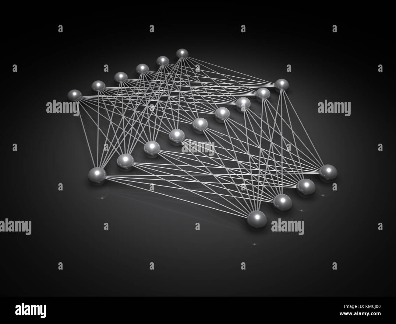 Artificial shallow neural network structure, digital illustration with ...