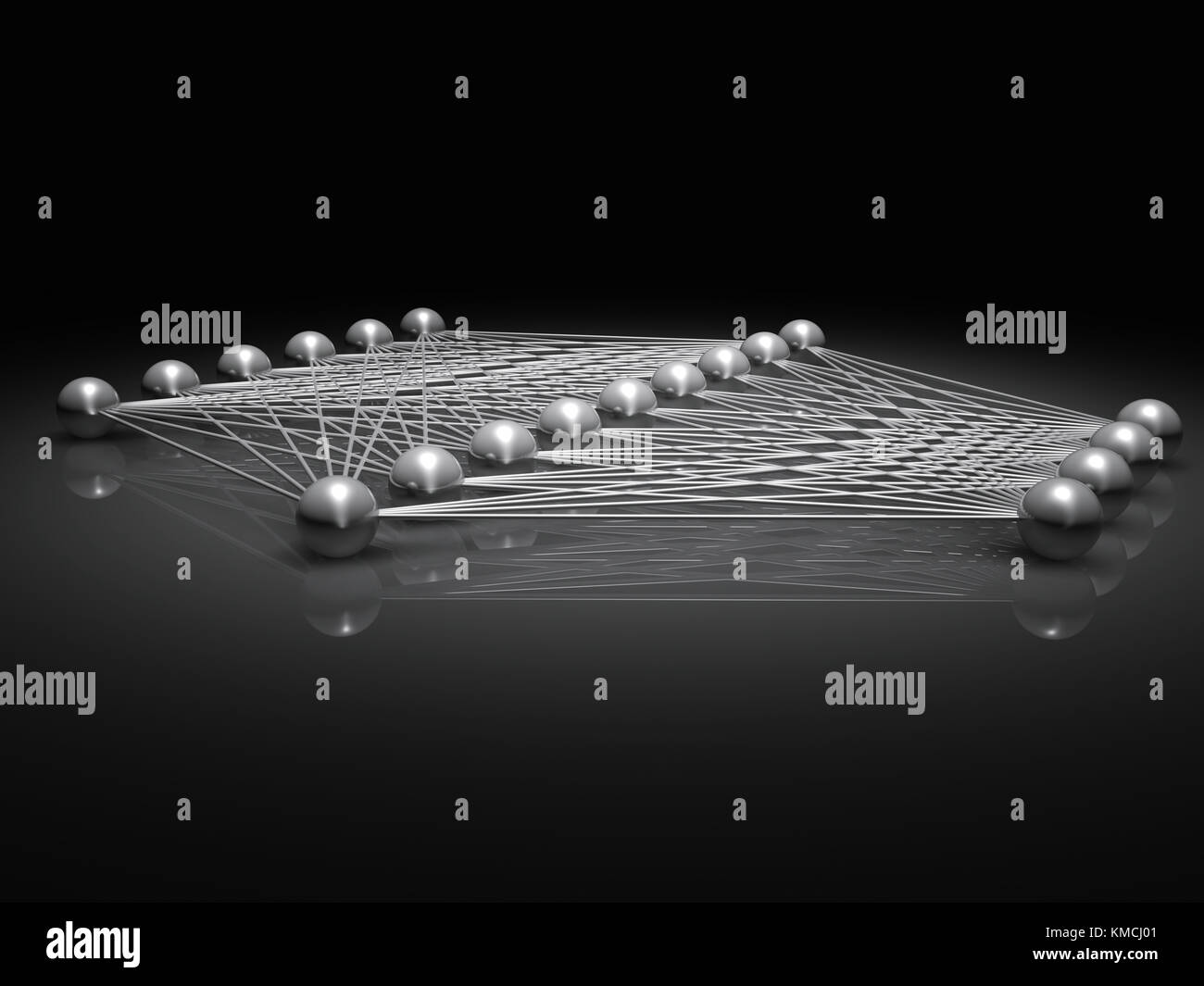 Artificial shallow neural network structure, digital illustration with ...
